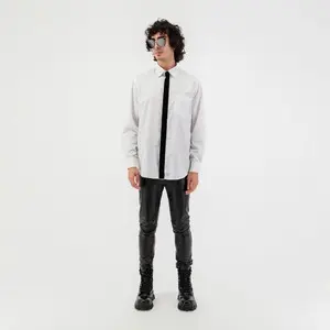 UCHÈ Velvet Patch Long Sleeve Button Up Shirt