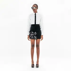 UCHÈ Velvet Patch Long Sleeve Button Up Shirt