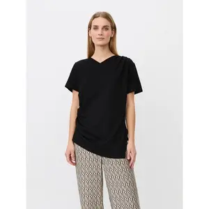 MASAI COPENHAGEN Madorel V-neck Draped T-shirt - Black