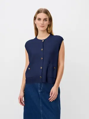 MASAI COPENHAGEN Malossan Button-front Knit Vest - Medieval Blue