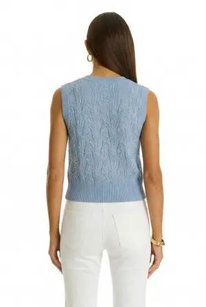THE NOLI SHOP Mikaela Crystal Knit V-neck Sweater Tank - Sky Blue