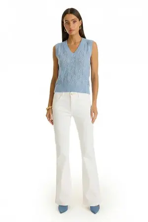 THE NOLI SHOP Mikaela Crystal Knit V-neck Sweater Tank - Sky Blue