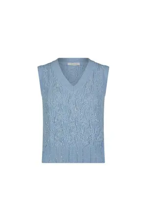 THE NOLI SHOP Mikaela Crystal Knit V-neck Sweater Tank - Sky Blue