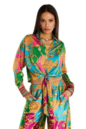 THE NOLI SHOP Cecilia Silk Tie-front Blouse - Dolce Sun