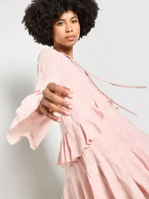 APRICOT Paisley Embroidered Boho Dress