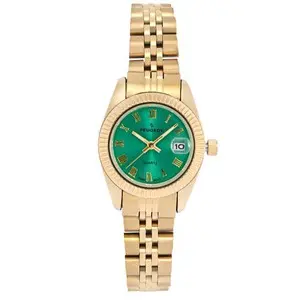 PEUGEOT Fluted Bezel Link Bracelet Watch 25mm - Green