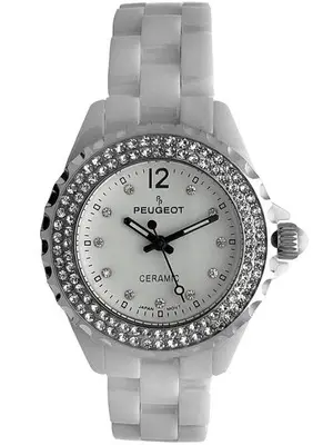PEUGEOT Ceramic Crystal Bezel Watch - Silver