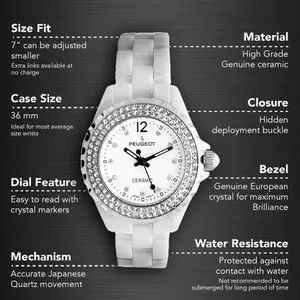 PEUGEOT Ceramic Crystal Bezel Watch
