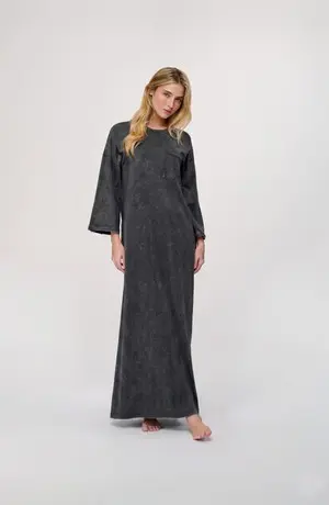 BY TESS Kat Maxi Dress With Side Slits - Distressed Gray