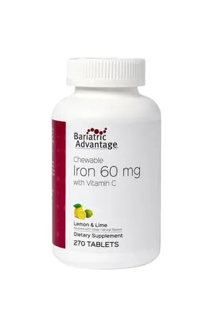 BARIATRIC ADVANTAGE Chewable Iron 60 Mg With Vitamin C Lemon Lime Supplement270 Count - None
