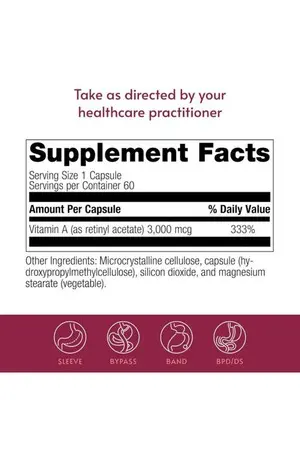 BARIATRIC ADVANTAGE Vitamin A 10000 Iu Easy Digest Mini Capsules Supplement 60 Count
