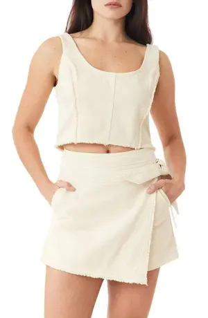 Habitual Fray Crop Denim Tank - Ecru