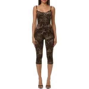 Naked Wardrobe Leopard Print Capri Jumpsuit - Spotted Leopard