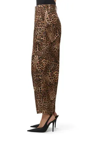 Naked Wardrobe Leopard Print Stretch Canvas Barrel Pants