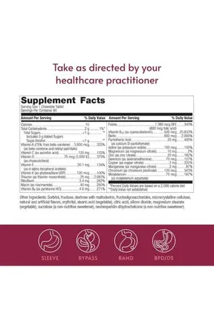 BARIATRIC ADVANTAGE Chewable Ultra Solo Multivitamin Without Iron Citrus 90 Tablets