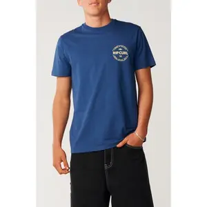 Rip Curl Logo Graphic Cotton T-shirt - Light Navy