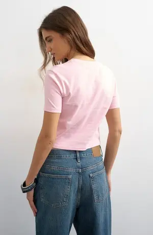 Topshop Cropped Cotton Crewneck T-shirt
