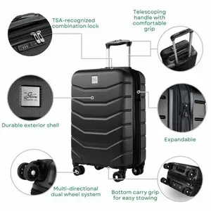 SKYWAY Silverton Hardside Expandable 20" Carry On Spinner Luggage - Black
