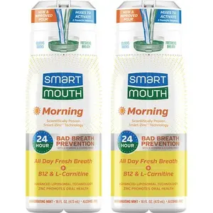 SMARTMOUTH Advanced Liposomal Zinc-activated Morning Mouthwash 16 Fl Oz Each - Invigorating Mint
