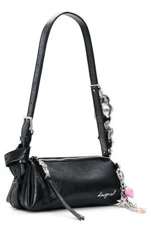 Desigual Small Faux Leather Crossbody Bag With Whimsical Charms