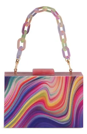 OLGA BERG Dorothy Swirl Print Box Clutch - Rainbow