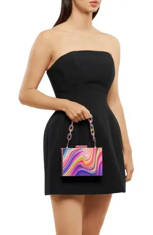 OLGA BERG Dorothy Swirl Print Box Clutch