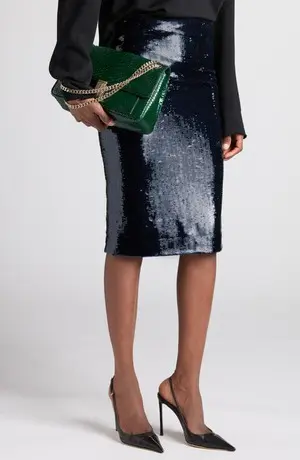 TOM FORD Mia Semishiny Python Embossed Calfskin Shoulder Bag - Emerald Green