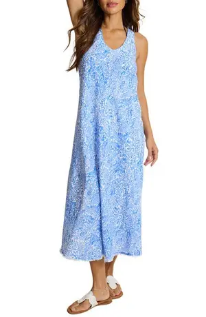 Tommy Bahama Paisley Daze Bias Cut Linen Blend Cover-up - Paradiso Blu