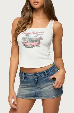 EDIKTED Sunset Boulevard Graphic Tank Top