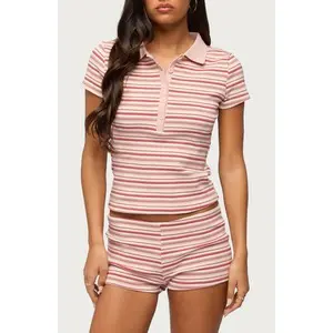 EDIKTED Noelia Striped Polo Top