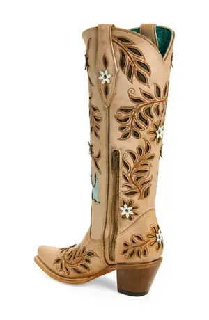 CORRAL Flower & Bird Cutout Cowboy Boot