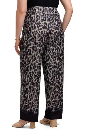 Foxcroft Arlette Cheetah Wide Leg Knit Crepe Pants