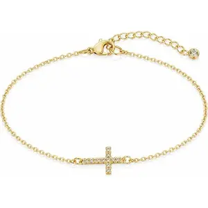 DONATELLO GIAN 14k Plated Pave Cross Chain Bracelet