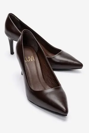 FOREVER & ALWAYS SHOES Clyde Leather Stiletto Pumps - Brown