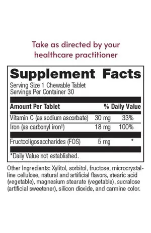 BARIATRIC ADVANTAGE Iron 18 Mg Gentle Chewable Supplement With Vitamin C Strawberry 30 Count