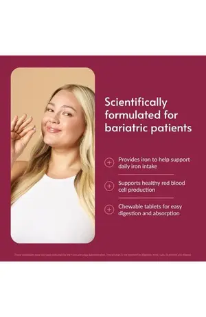 BARIATRIC ADVANTAGE Iron 18 Mg Gentle Chewable Supplement With Vitamin C Strawberry 30 Count
