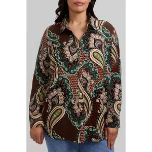 Foxcroft Meghan Paisley Print Button-up Shirt - Red/multi