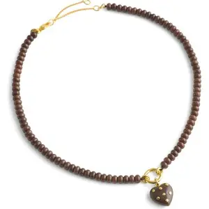 Madewell Polka Dot Stone Heart Pendant Necklace - Dark Chicory