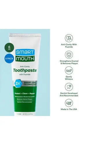 SMARTMOUTH Anti-cavity Fluoride Whitening Toothpaste 6 Oz