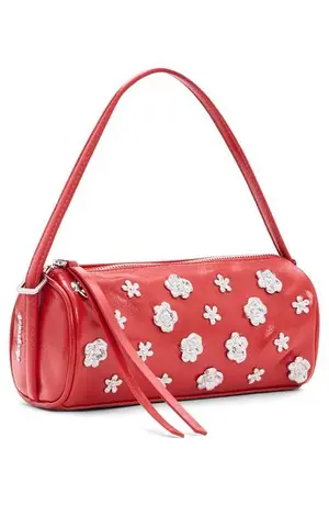 Desigual Barrel Shoulder Bag With Floral Appliques