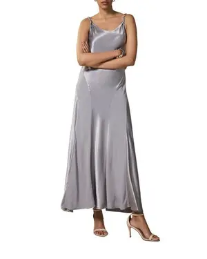 Mint Velvet Metallic Satin Midi Slip Dress