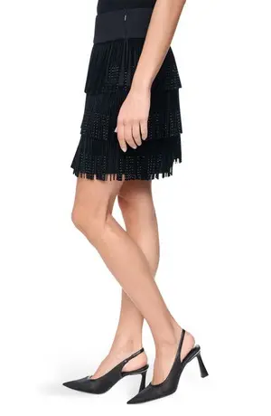 Dkny Rhinestone Fringe Miniskirt