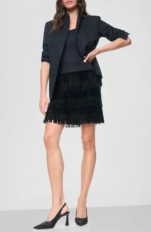 Dkny Rhinestone Fringe Miniskirt