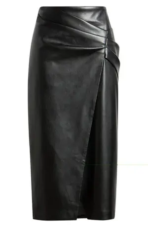 Elie Tahari Amelia Faux Leather Faux Wrap Skirt - Noir