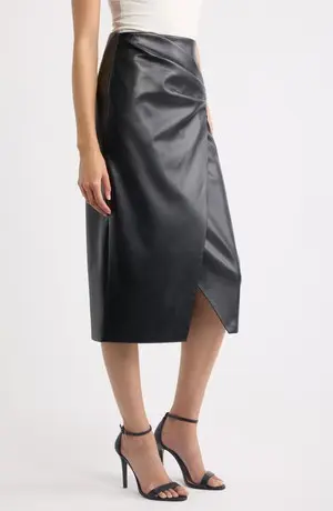 Elie Tahari Amelia Faux Leather Faux Wrap Skirt