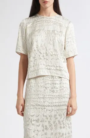 Partow Dina Textured Silk Blend Top - Silver