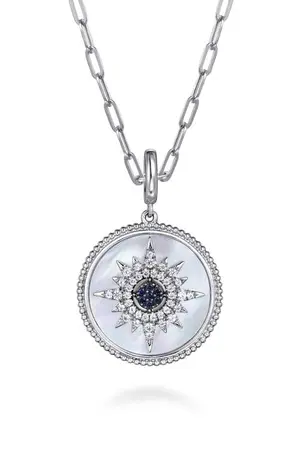 GABRIEL & CO. Medallion Pendant Charm With Sapphire And White Sapphire