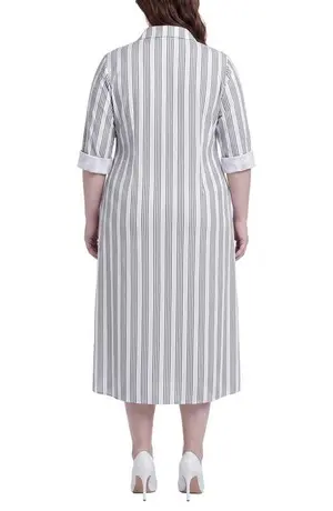STANDARDS & PRACTICES Stripe Button-up Midi Shirtdress