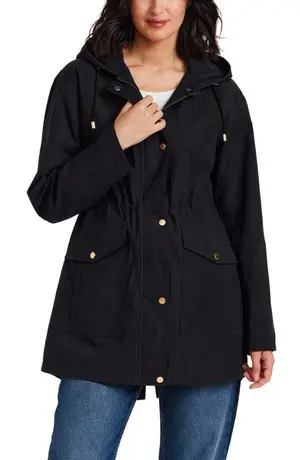 Gallery Water Resistant Rain Coat - Black