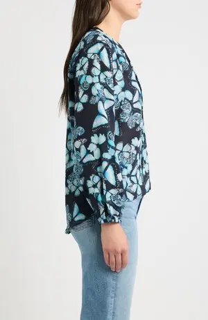 APNY Butterfly Print Long Sleeve Top